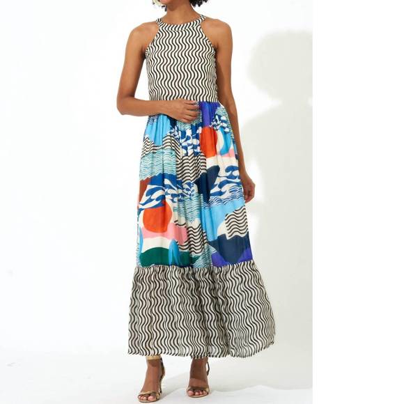 Oliphant | Dresses | Nwt Oliphant High Neck Maxi Dress In Multi | Poshmark